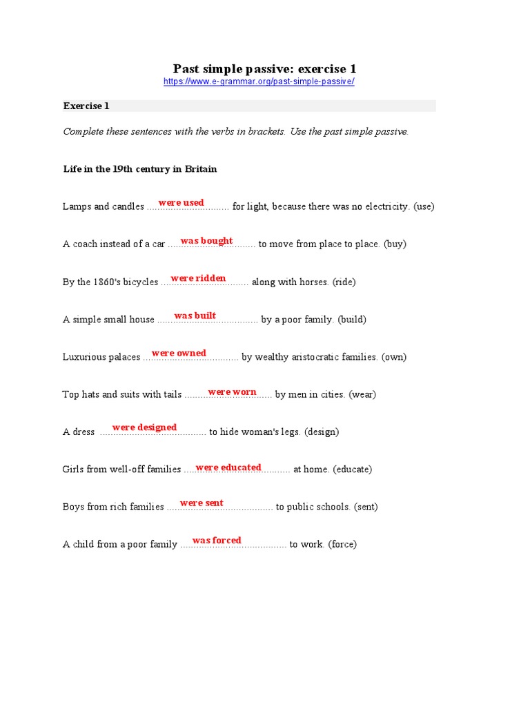 Past Simple Passive: Exercise 1 | PDF