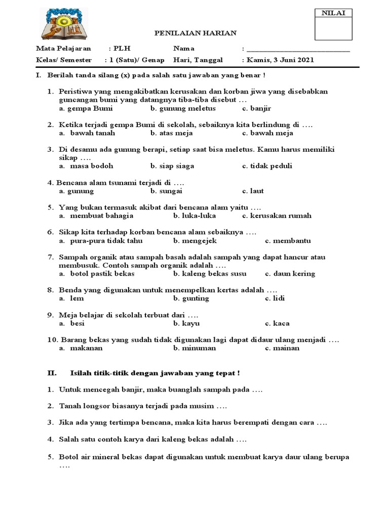 PH PLH Kelas 1 | PDF | Seni & Disiplin Bahasa