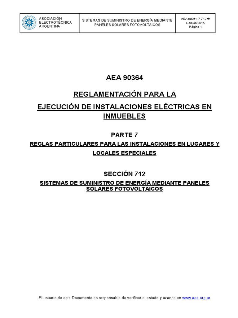AEA 90364 Reglamentación para La Ejecución de Instalaciones Eléctricas en Inmuebles | PDF ...