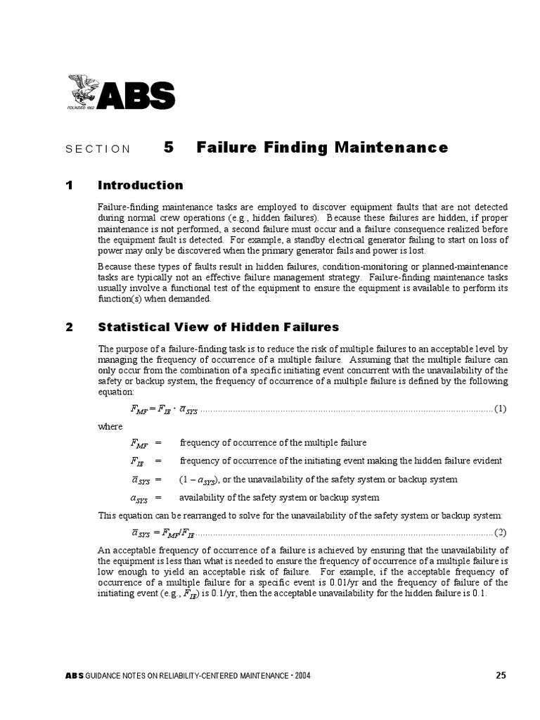5 Failure Finding Maintenance: Section | PDF | Safety | Applied Mathematics