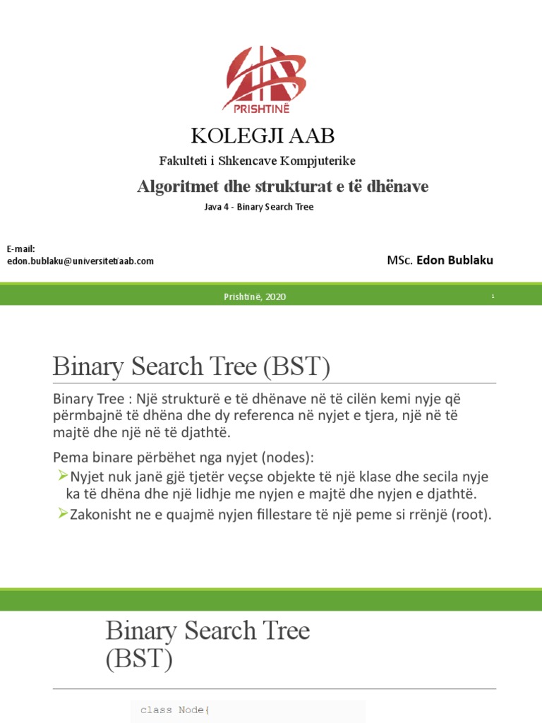 Kolegji Aab: Algoritmet Dhe Strukturat e Të Dhënave | PDF