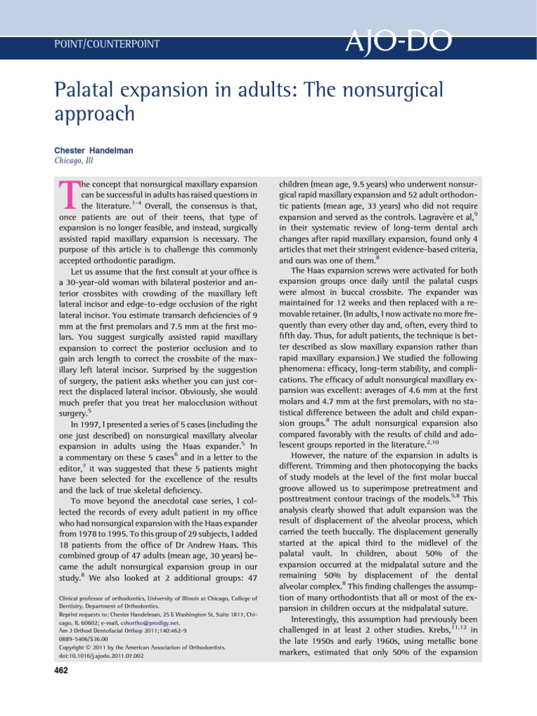 Handleman Expansion | PDF | Orthodontics | Mouth