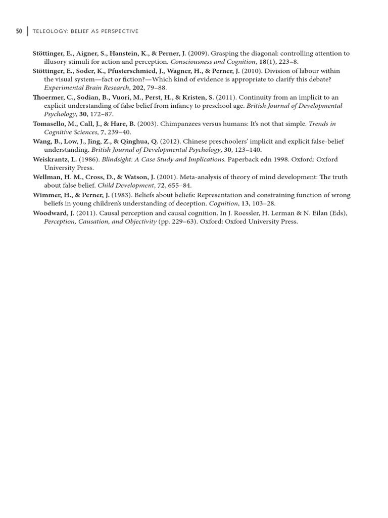 Teleology: Belief As Perspective | PDF | Theory Of Mind | Intention