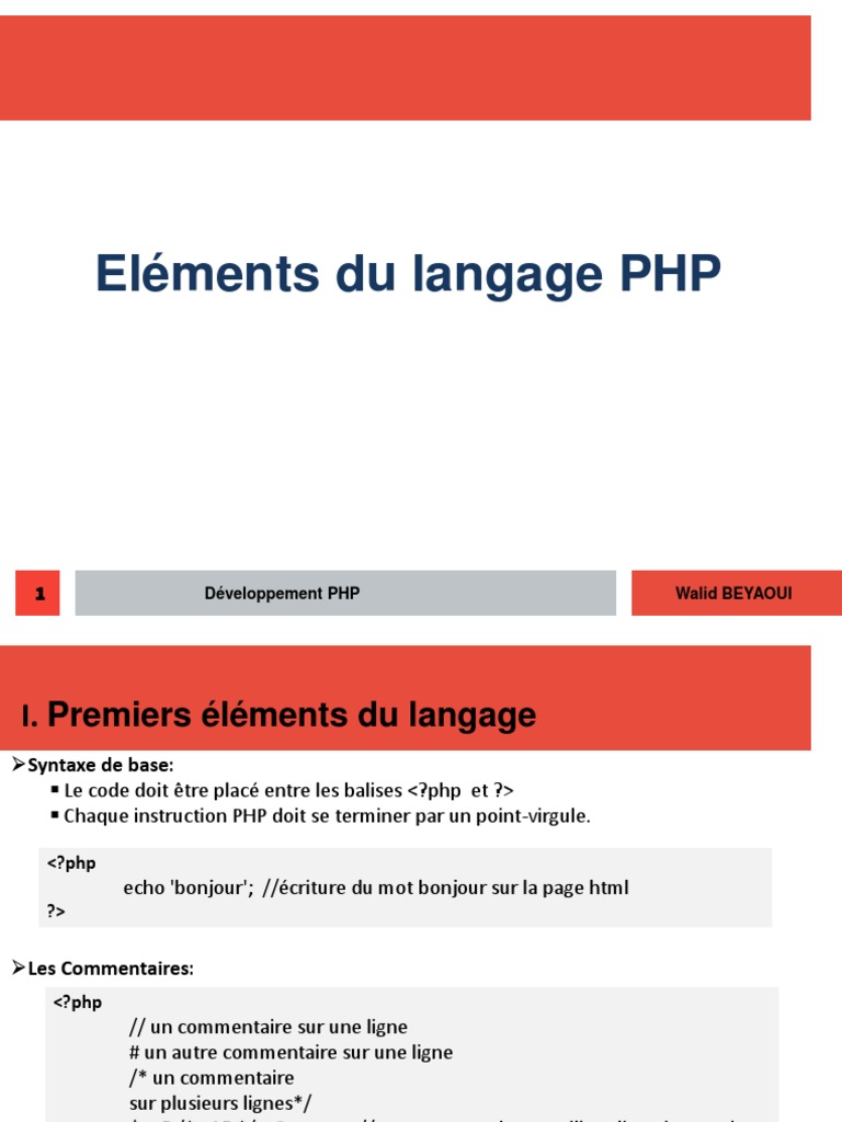 Éléments de base du langage PHP | PDF | PHP | Html