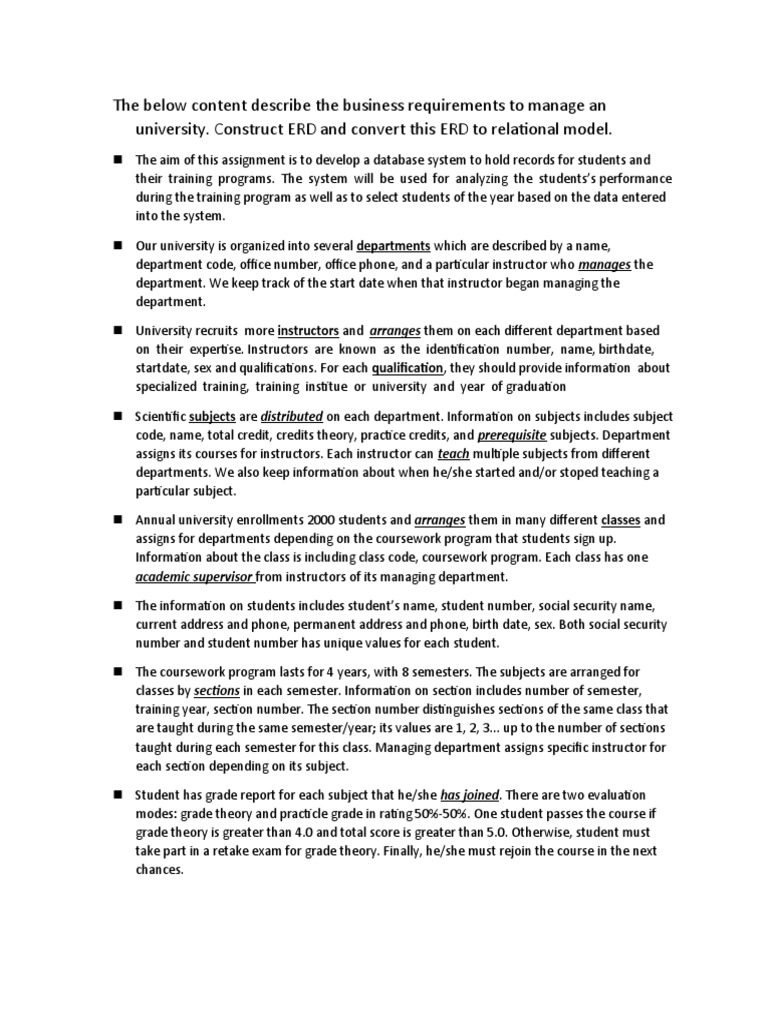 The Below Content Describe The Business Requirements To Manage An ...