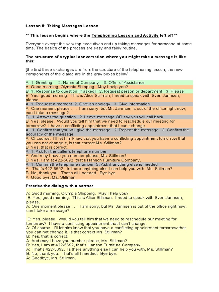 Taking Effective Messages: A Role Play Demonstrating Proper Message ...