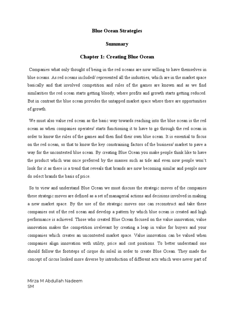 Blue Ocean Strategy: Chapter 1 Summary | PDF | Economics | Marketing