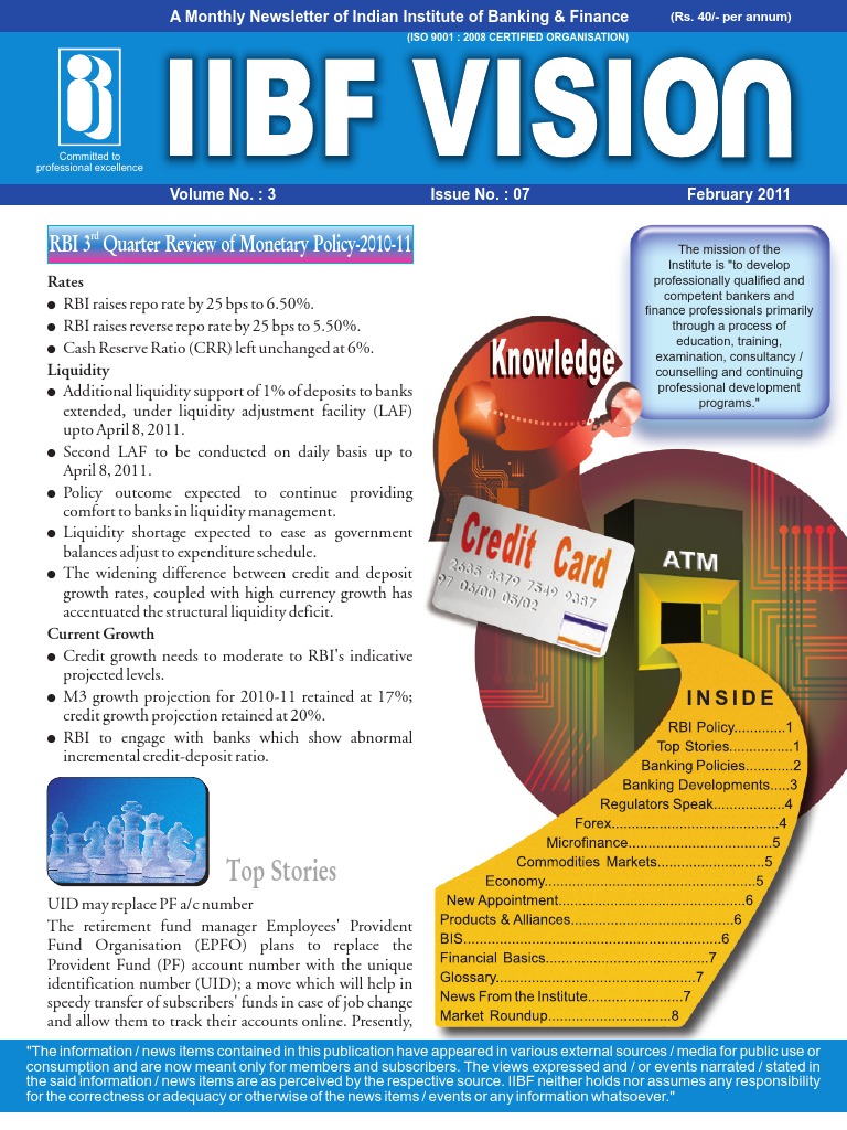 IIBF Vision February 2011 | PDF | Reserve Bank Of India | Bank For ...