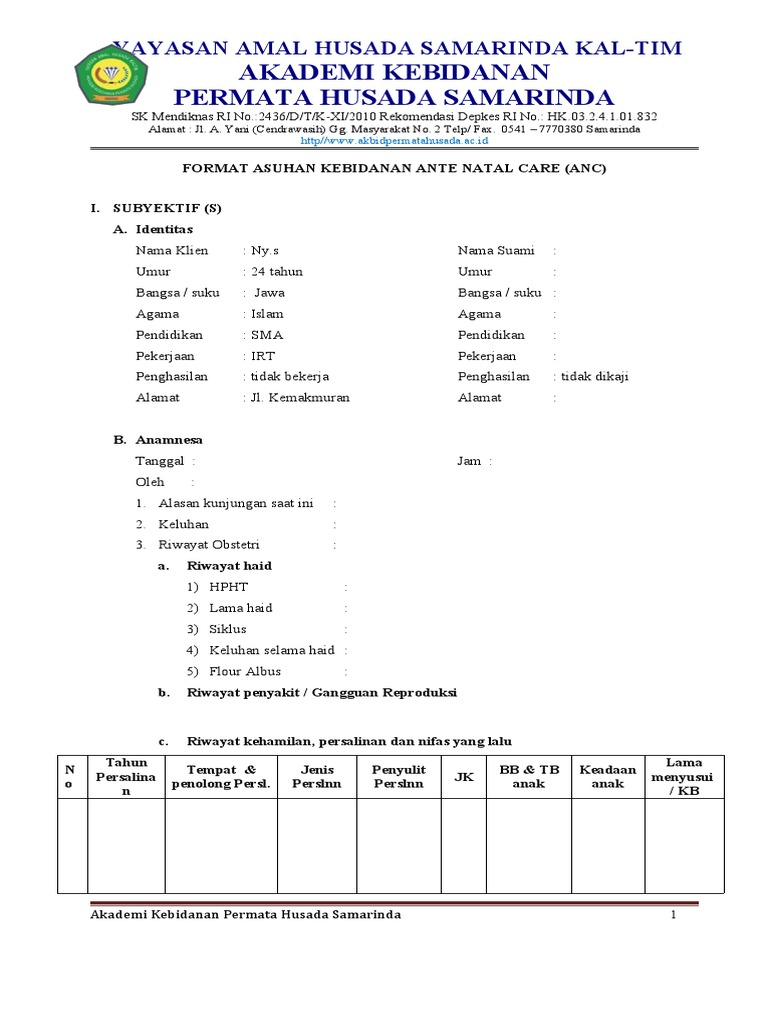 Format Askeb Anc Soap | PDF