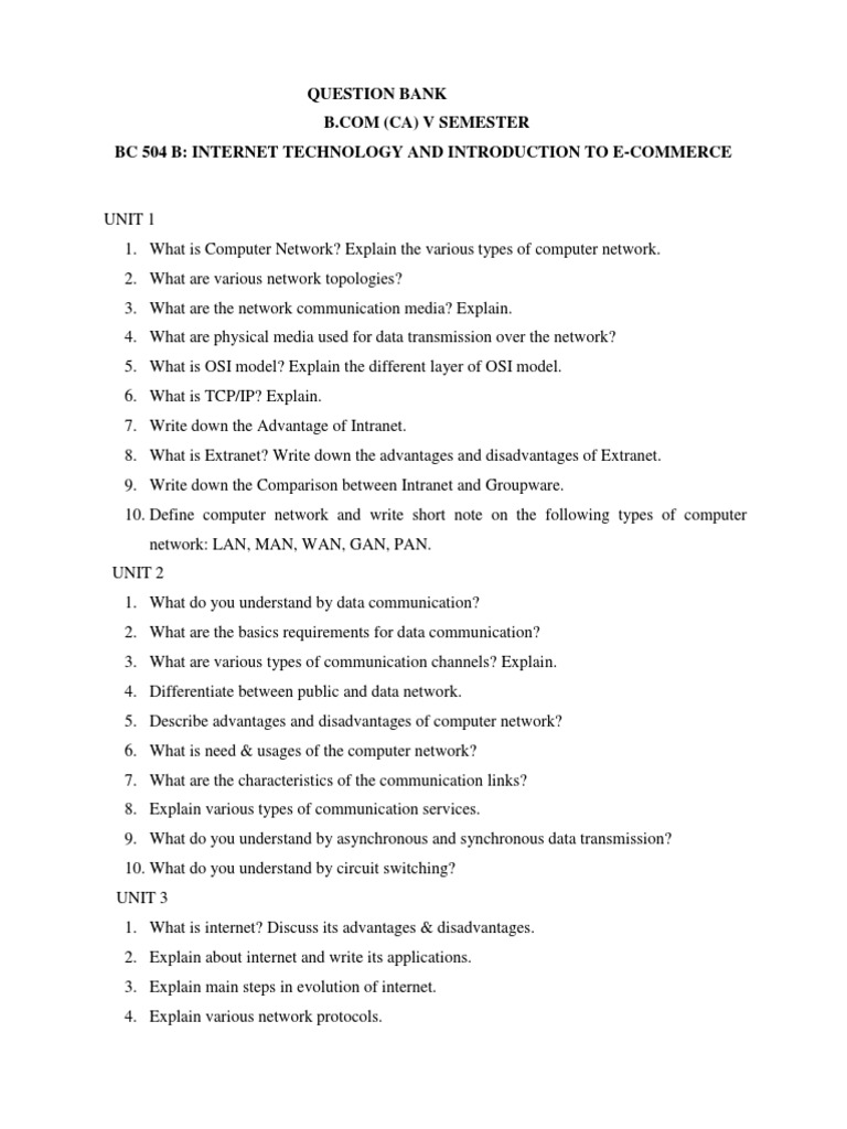E-Commerce Questions Bank | PDF | E Commerce | Computer Network