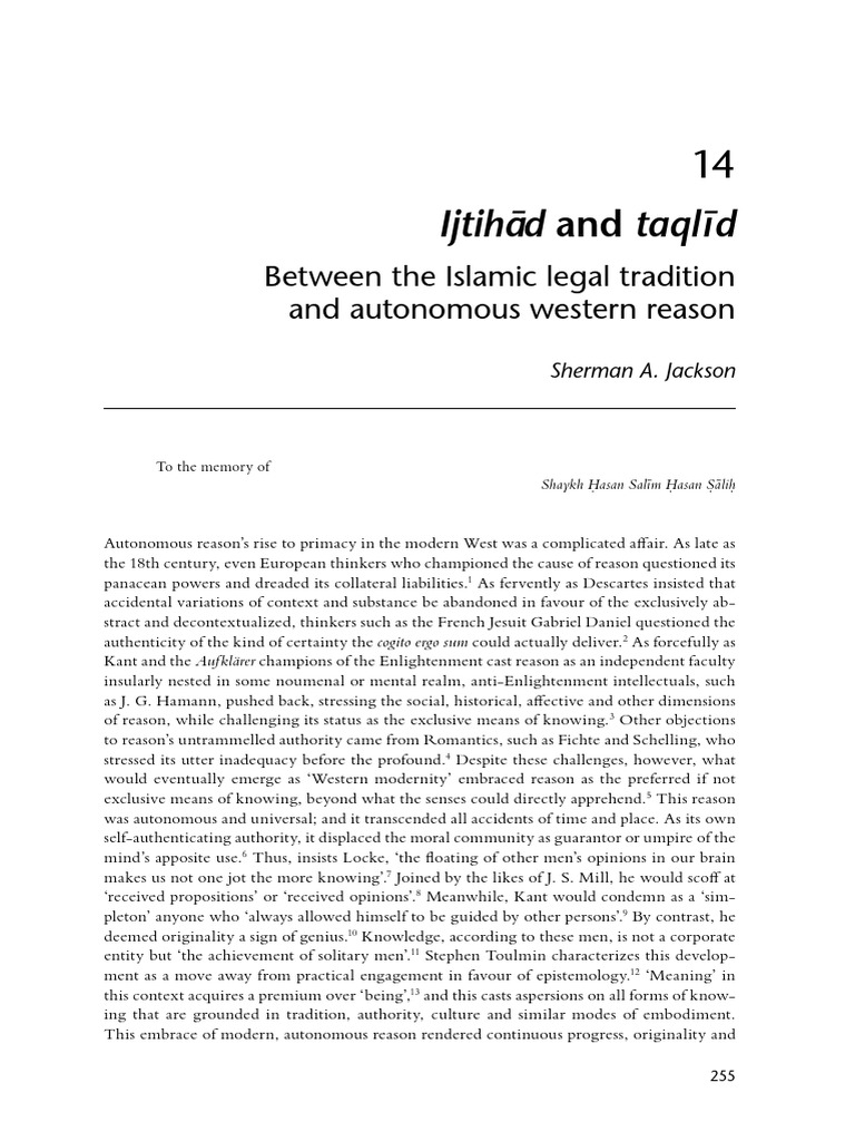 Jackson Ijtihad and Taqlid | PDF | Sharia | Reason