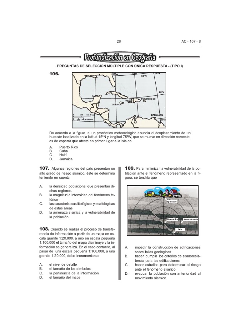 Geografia Profundizacion (Banco de Preguntas ICFES) 2003-2 | PDF | Los bosques | Lluvia