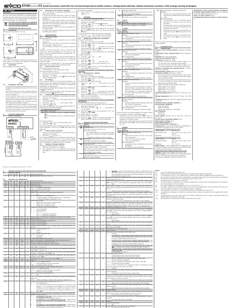 Evco Temp Kontrol | PDF | Power Supply | Parameter (Computer Programming)