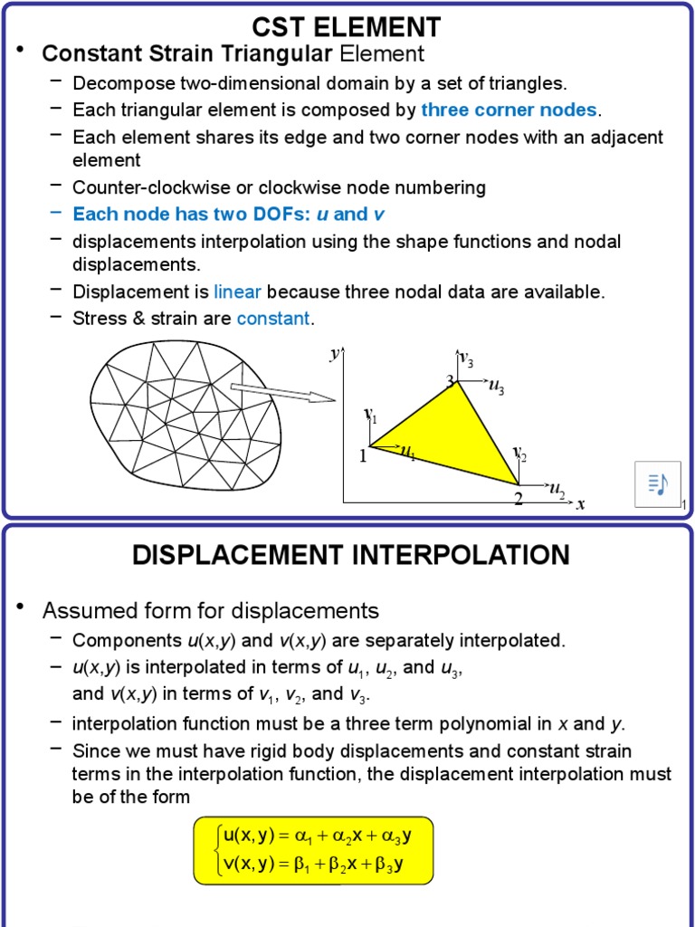 Constant Strain Triangular Element: Three Corner Nodes | PDF | Interpolation | Mechanics