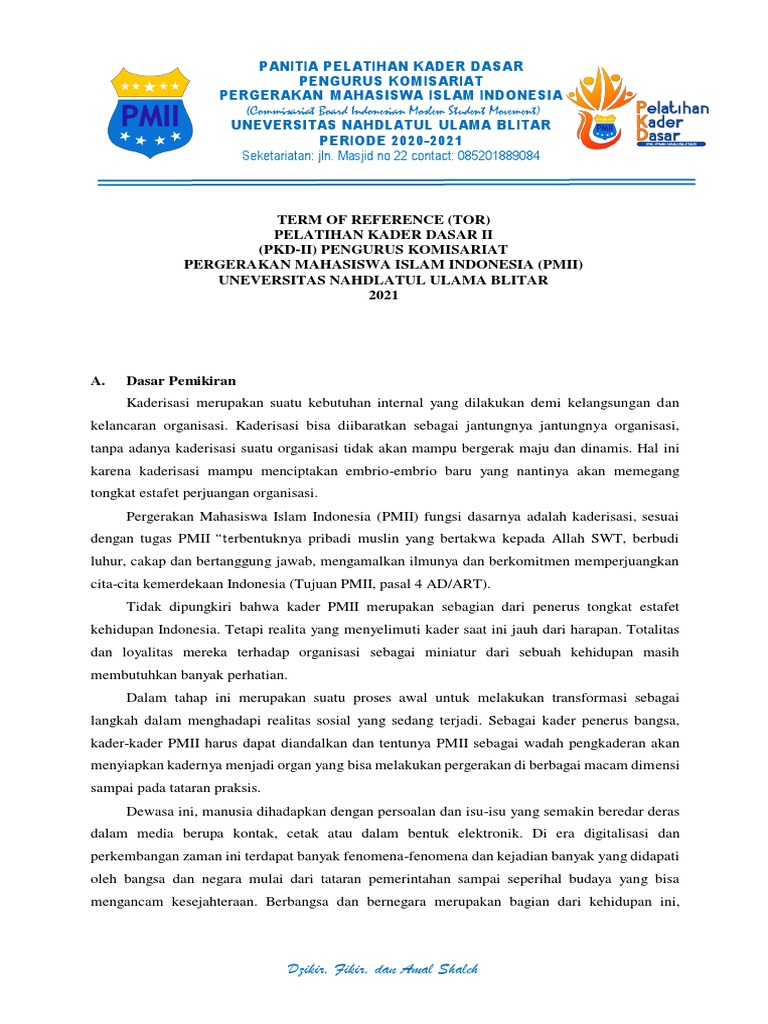 Tor PKD II Pmii Unu Blitar-1 | PDF