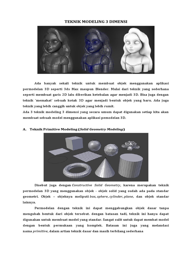Teknik Modeling 3D untuk Pemula | PDF