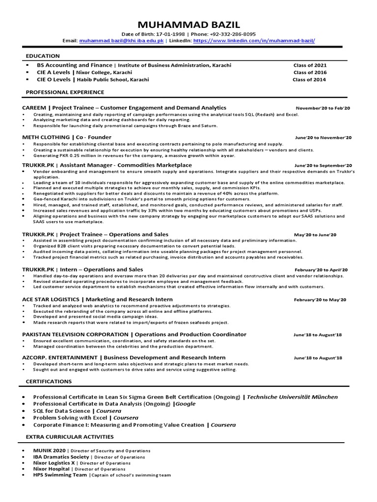 Muhammad Bazil CV | PDF | Software As A Service | Sales