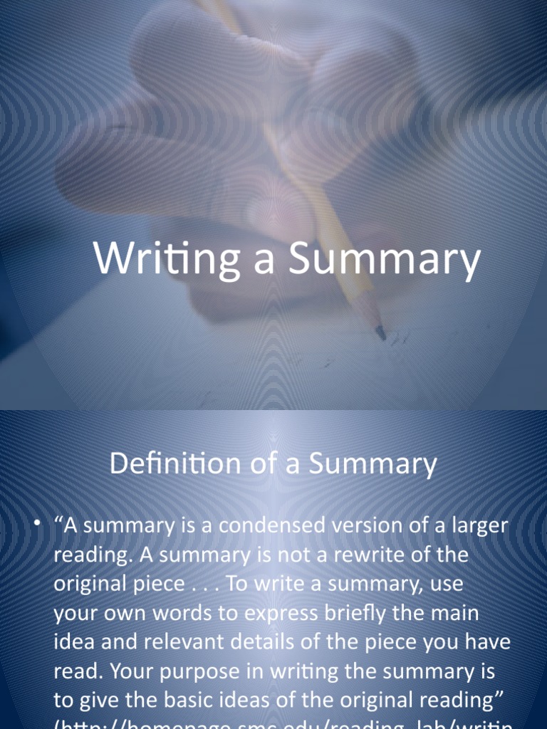 Writing A Summary | PDF | Paragraph | Essays