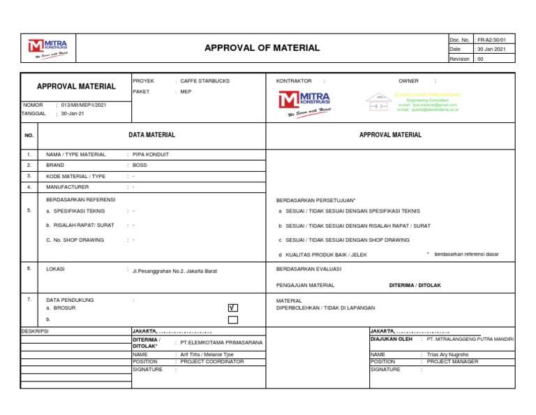 Evaluasi Material Pipa Konduit Mep Starbucks Pdf