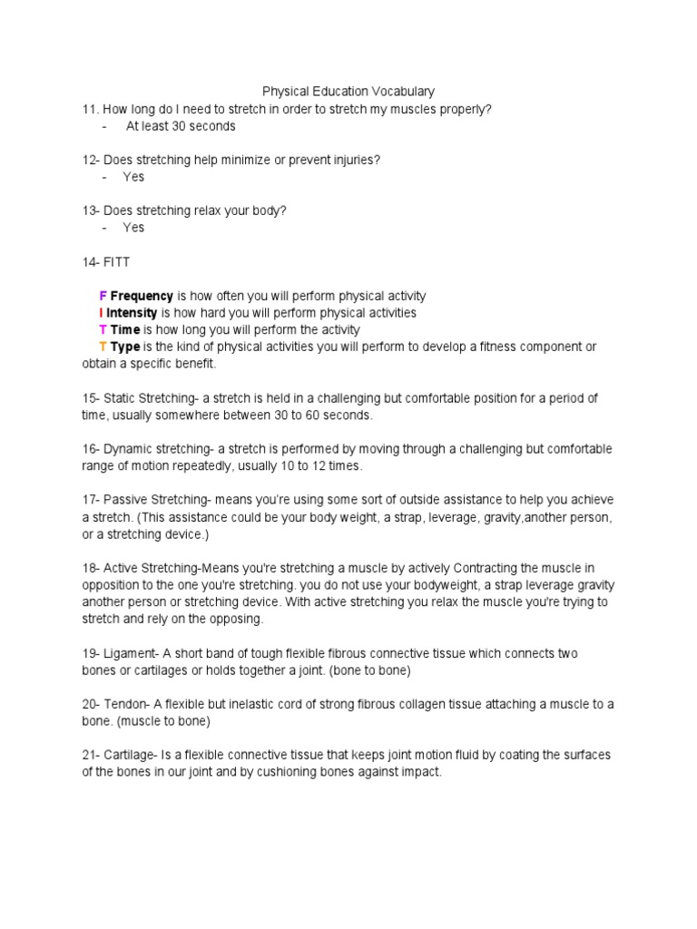 Essential Physical Education Terms | PDF | Career & Growth | Self ...