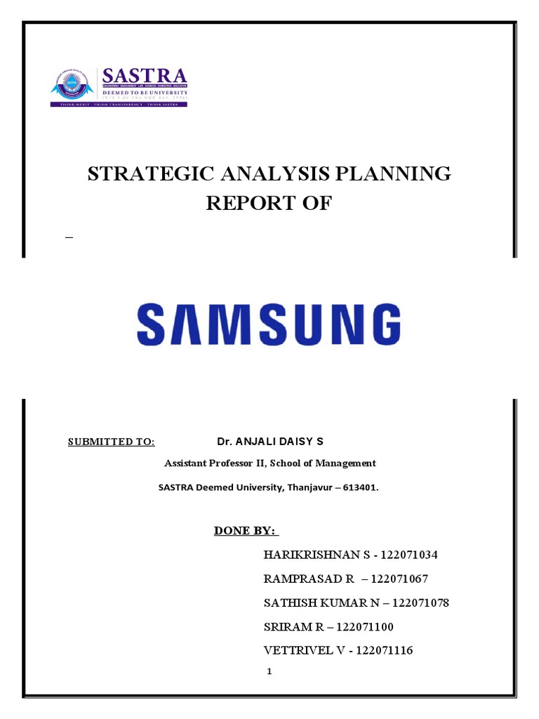 Strategic Analysis Report Edited | Download Free PDF | Samsung Electronics | Return On Equity
