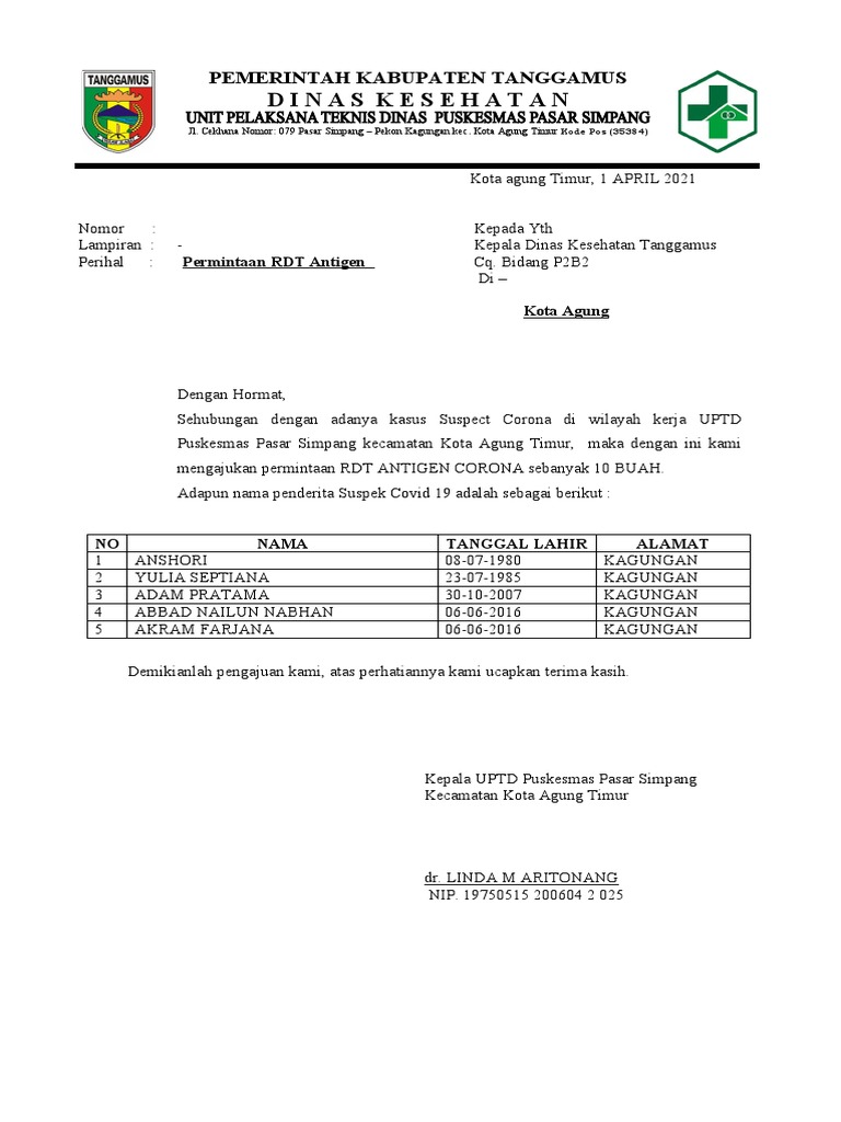 Blanko Permintaan RDT Antigen | PDF