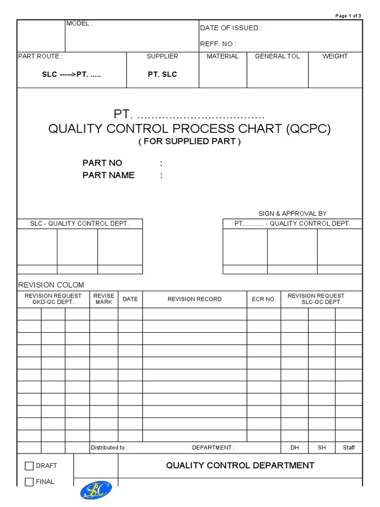 Quality Control Process Chart (QCPC) | PDF | Materials | Industries