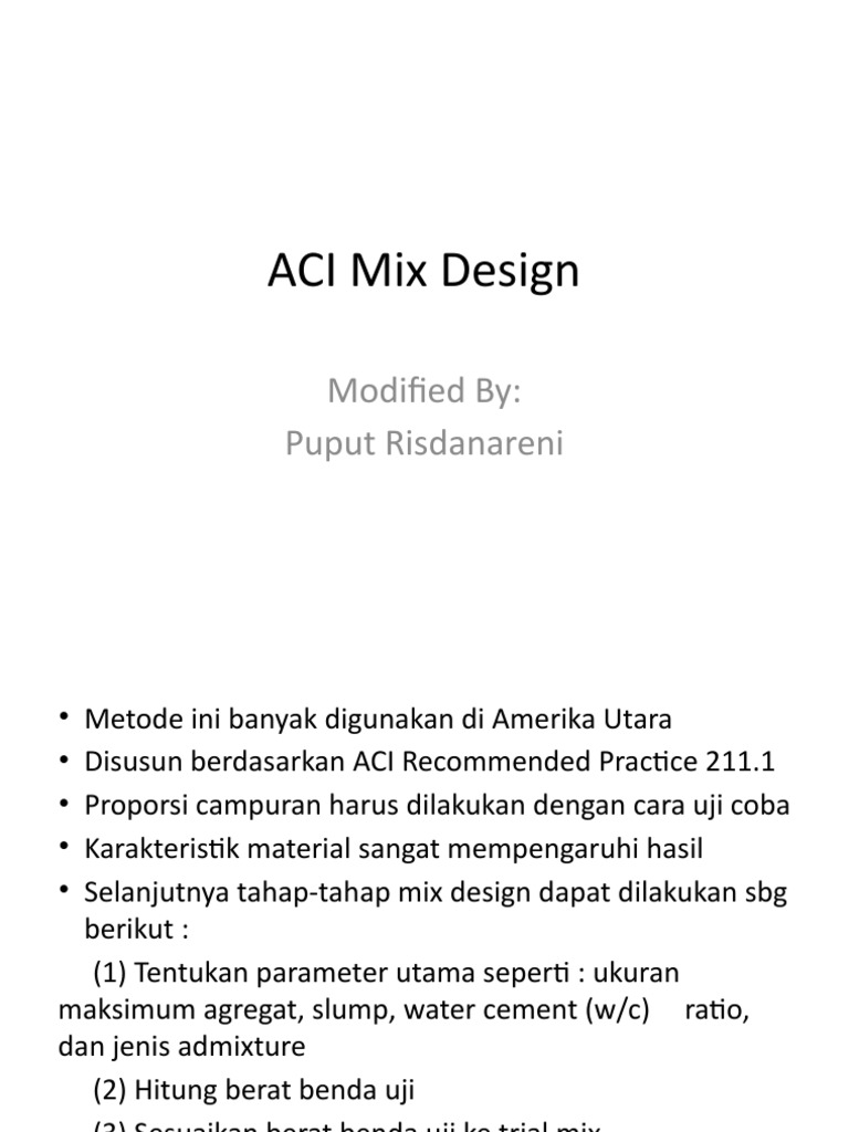ACI Mix Design | PDF