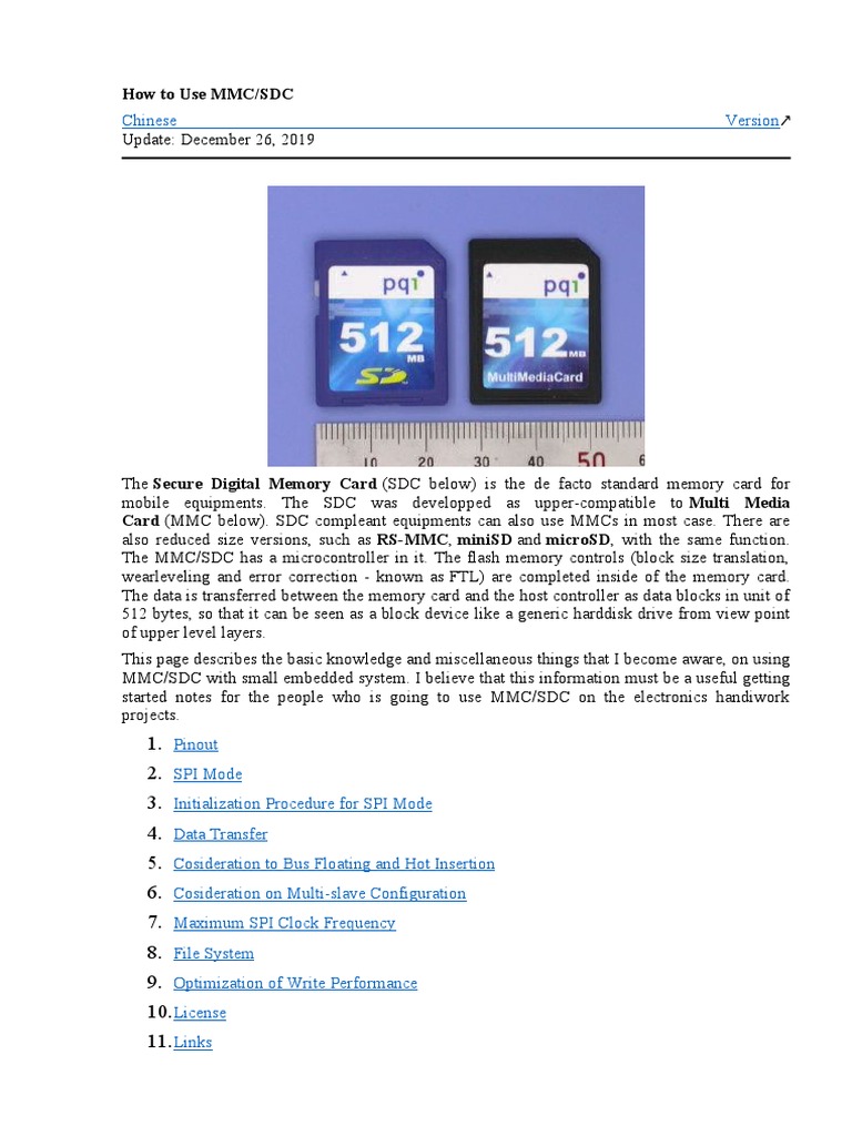 How to Use MMC/SDC in Embedded Systems | PDF | Flash Memory | Computer ...