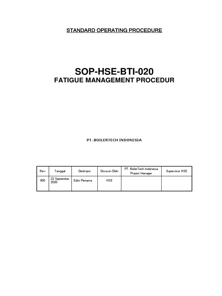 020 - Fatigue Management Procedure | PDF