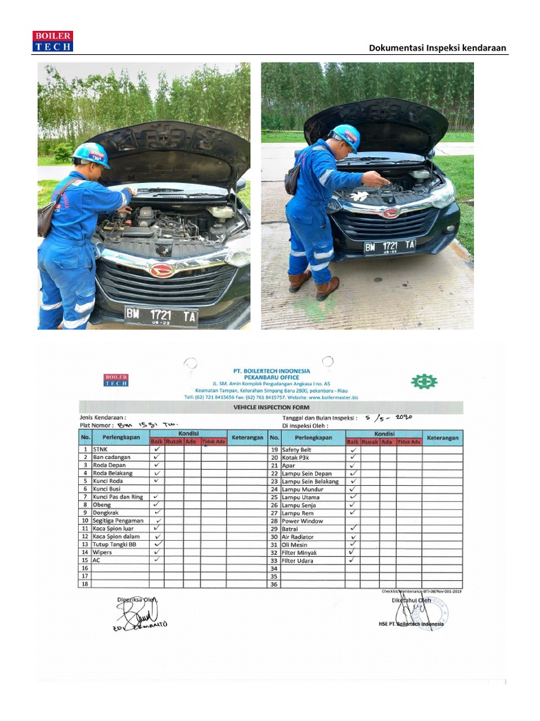 Dokumentasi Inspeksi Kendaraan | PDF