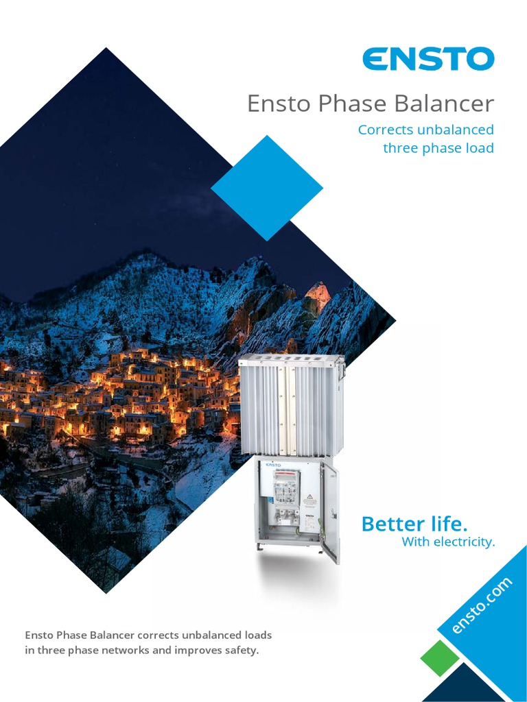 Ensto Phase Balancer: Corrects Unbalanced Three Phase Load | PDF | Electrical Grid | Physical ...