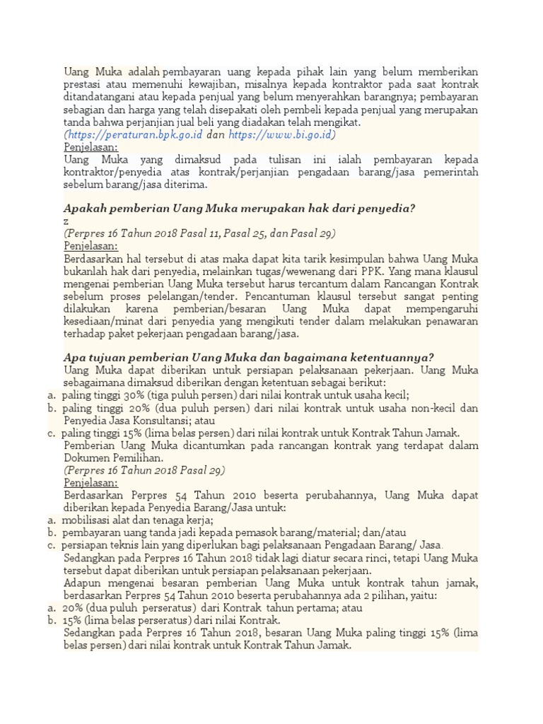 Aturan dan Klausul Uang Muka Konstruksi | PDF | Bisnis | Hukum