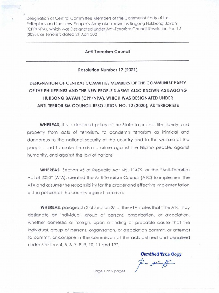 Atc Resolution No. 17 (2021) | PDF