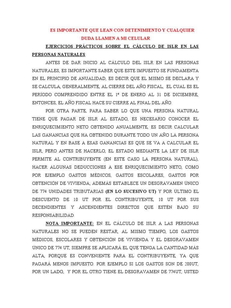 Ejemplo, Ejercicios de Islr Ydébito Fiscal | PDF | Año fiscal | Impuestos