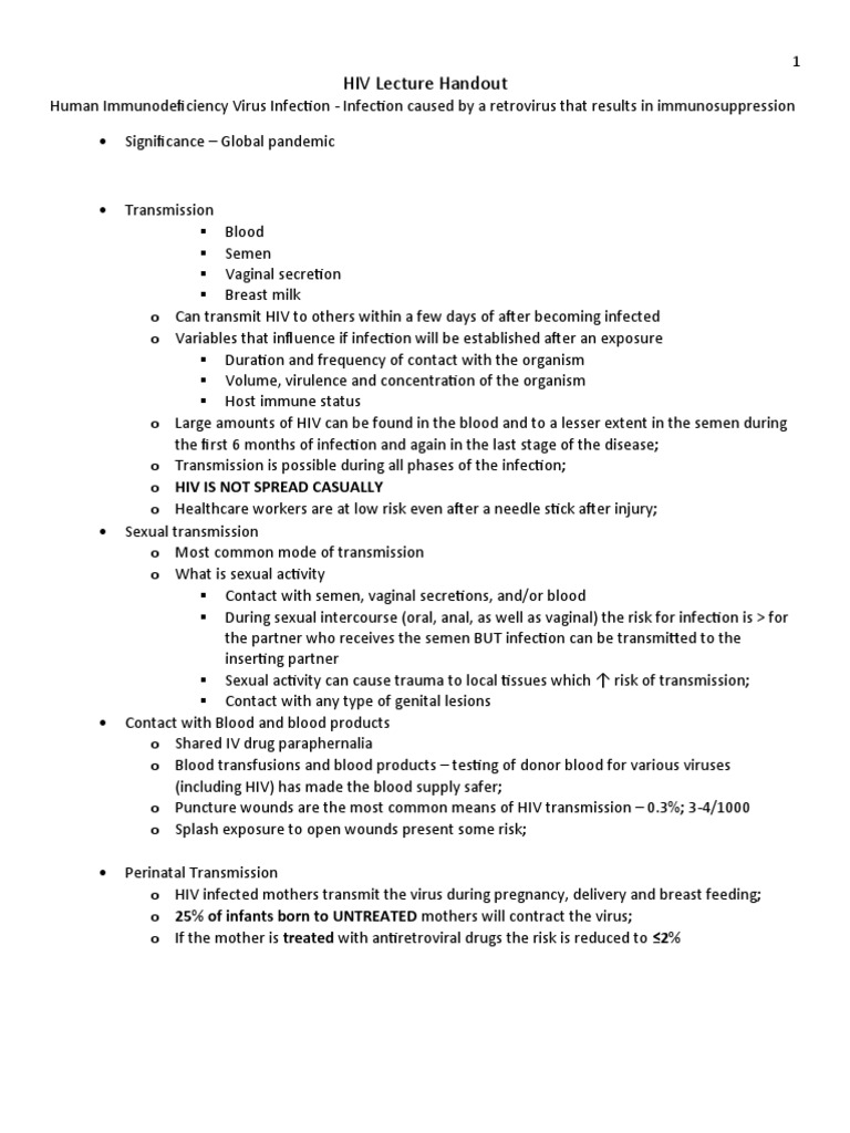 HIV Lecture Handout 2021 | Download Free PDF | Management Of Hiv/Aids ...