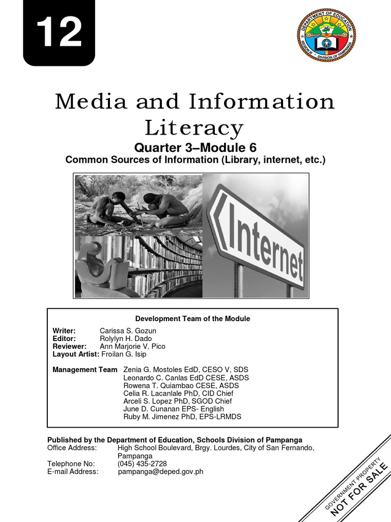 MIL - Q3 - Mod6 - Common Sources of Information (Library, Internet, Etc ...