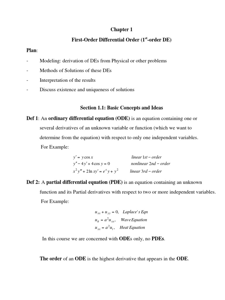 First Order Differential Equations | PDF | Differential Equations ...