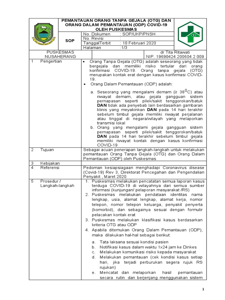 SOP Pemantauan Odp | PDF