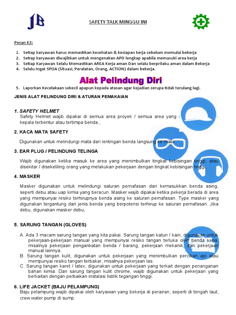 Safety Talk Minggu Ini | PDF