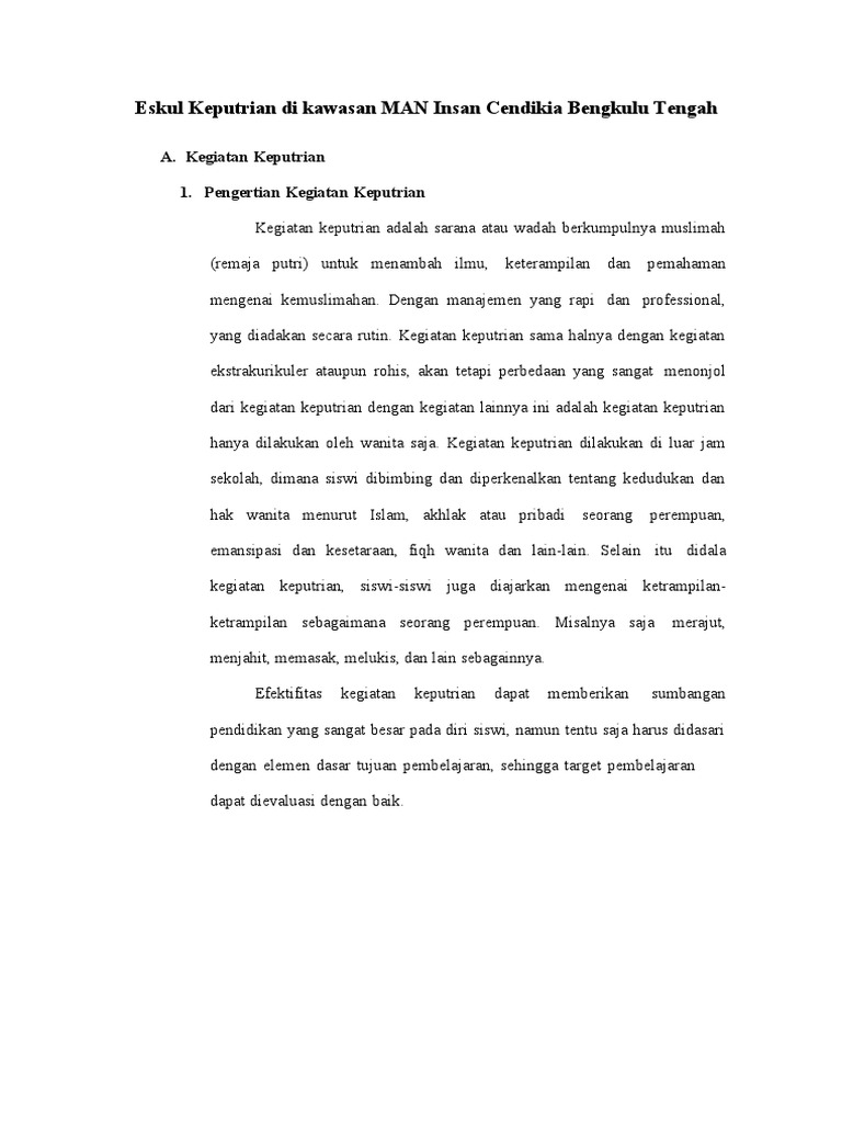 Eskul Keputrian | PDF