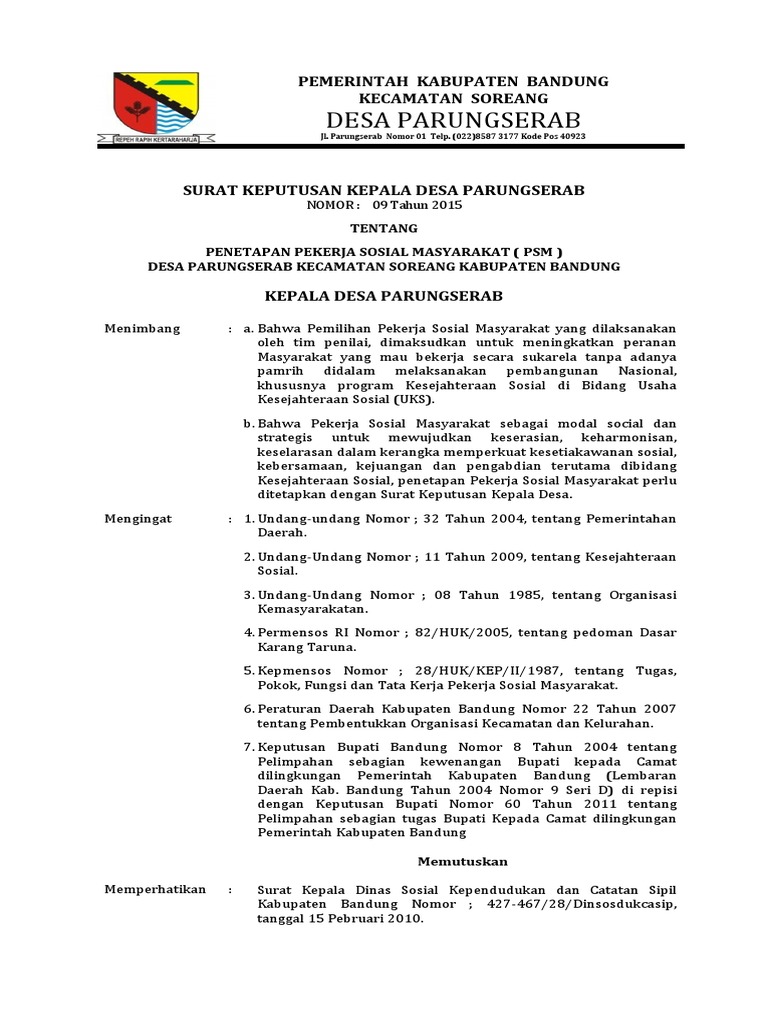 SK PSM Desa Parungserab | PDF