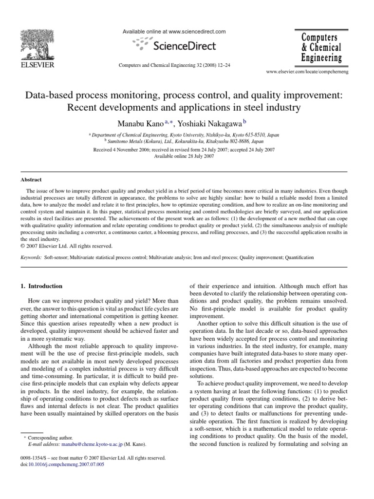 Data Based Process Monitoring Process Control and Quality Improvement Recent Developments and ...