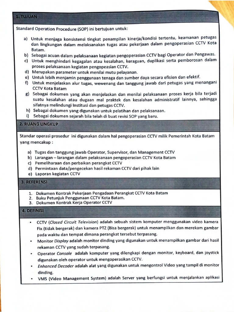 SOP Pengelolaan CCTV | PDF