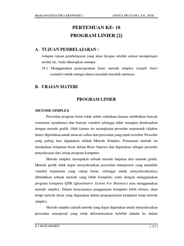 Pertemuan - 18 Program Linier | PDF