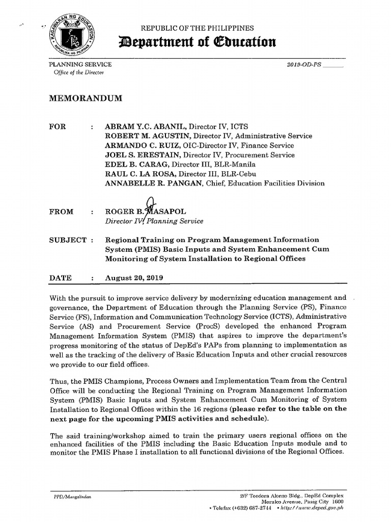Regional Training On Program Management Information System (PMIS) Basic ...