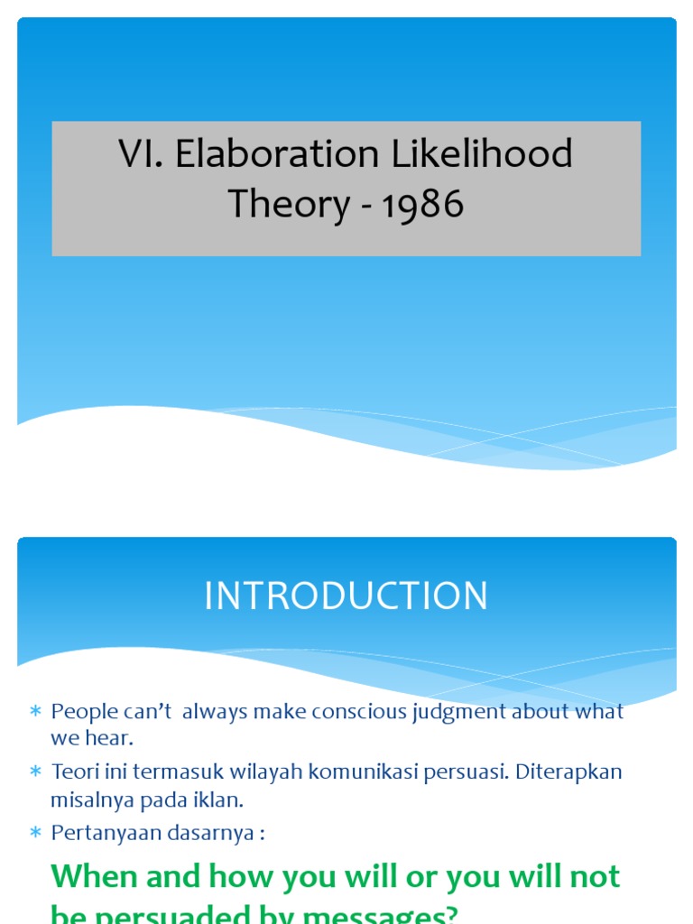 VI. Elaboration Likelihood Theory - 1986 | PDF | Psychological Concepts ...