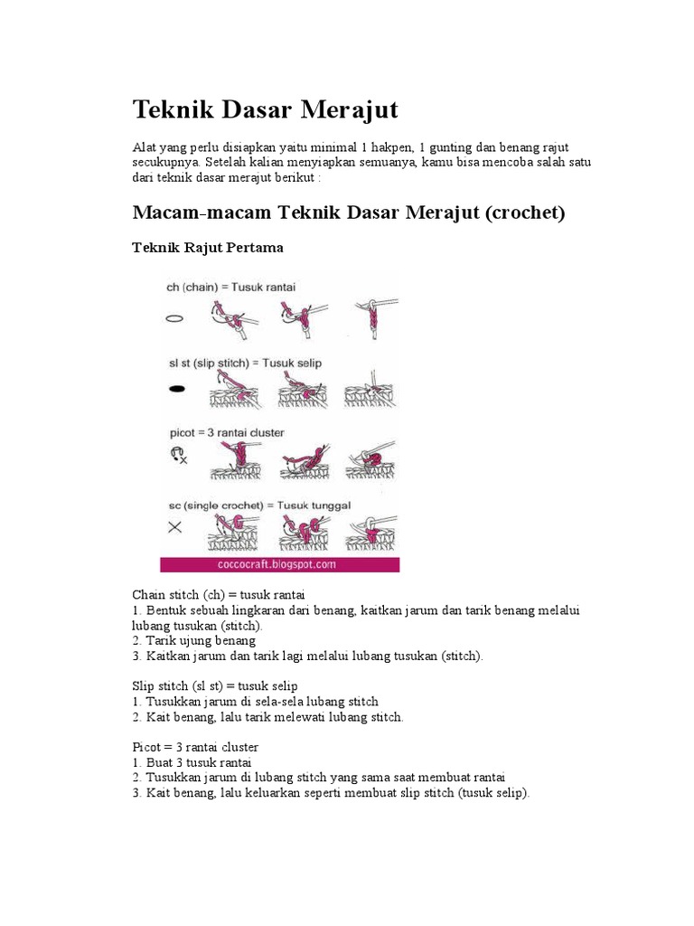 Teknik Dasar Merajut | PDF | Metode & Bahan Ajar