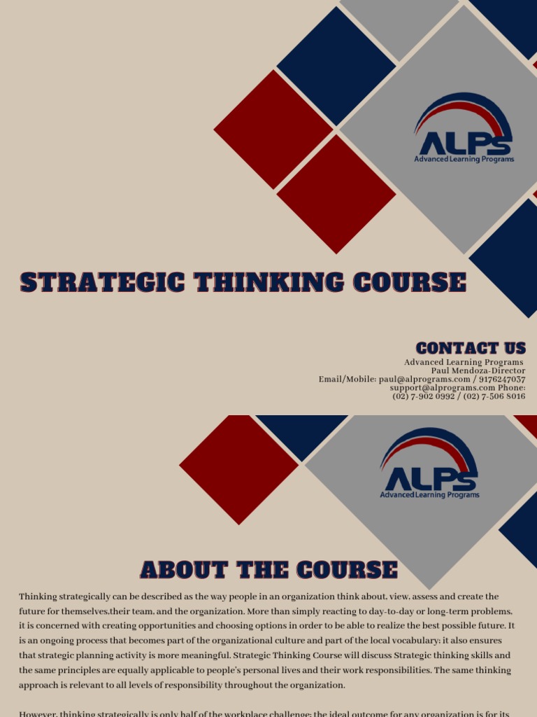 Brochure Strategic Thinking Course | Download Free PDF | Strategic ...