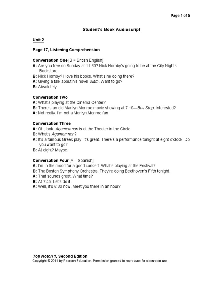 Bookstore.: Student's Book Audioscript | PDF